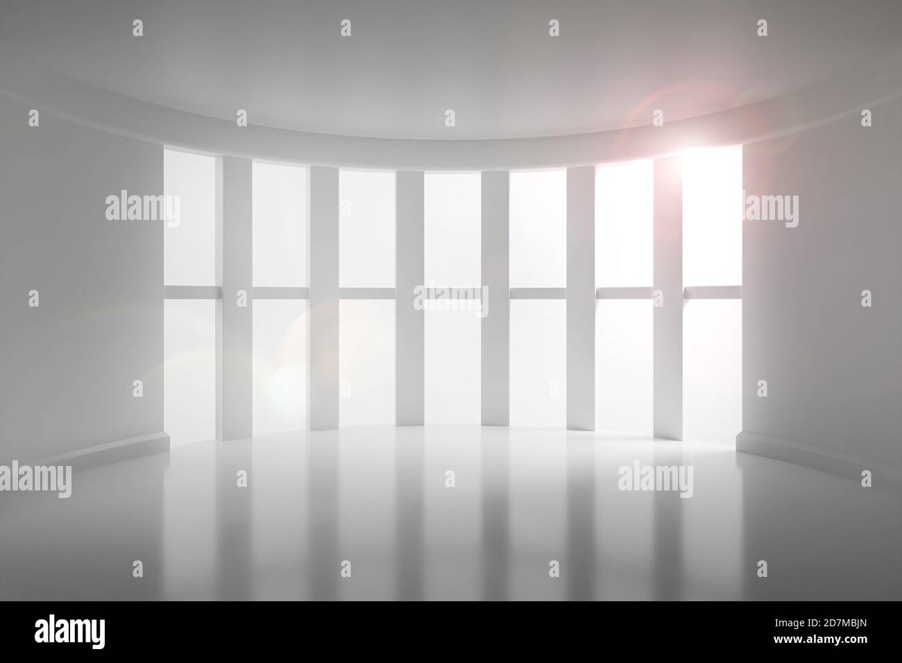 white room with door and window 3d illustration Stock Photo - Alamy