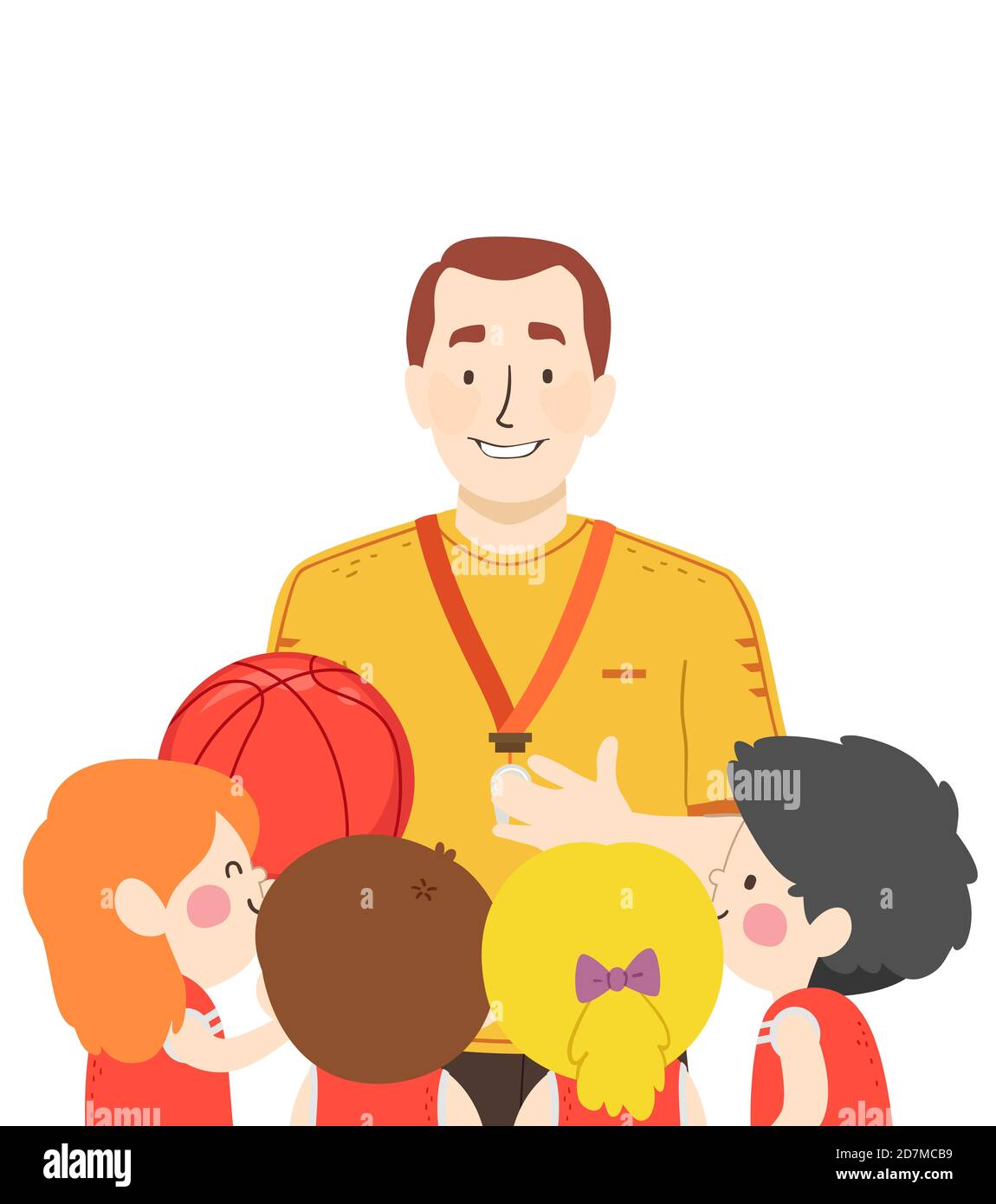 Illustration of Girls and Boys Basketball Team Talking with their Coach ...