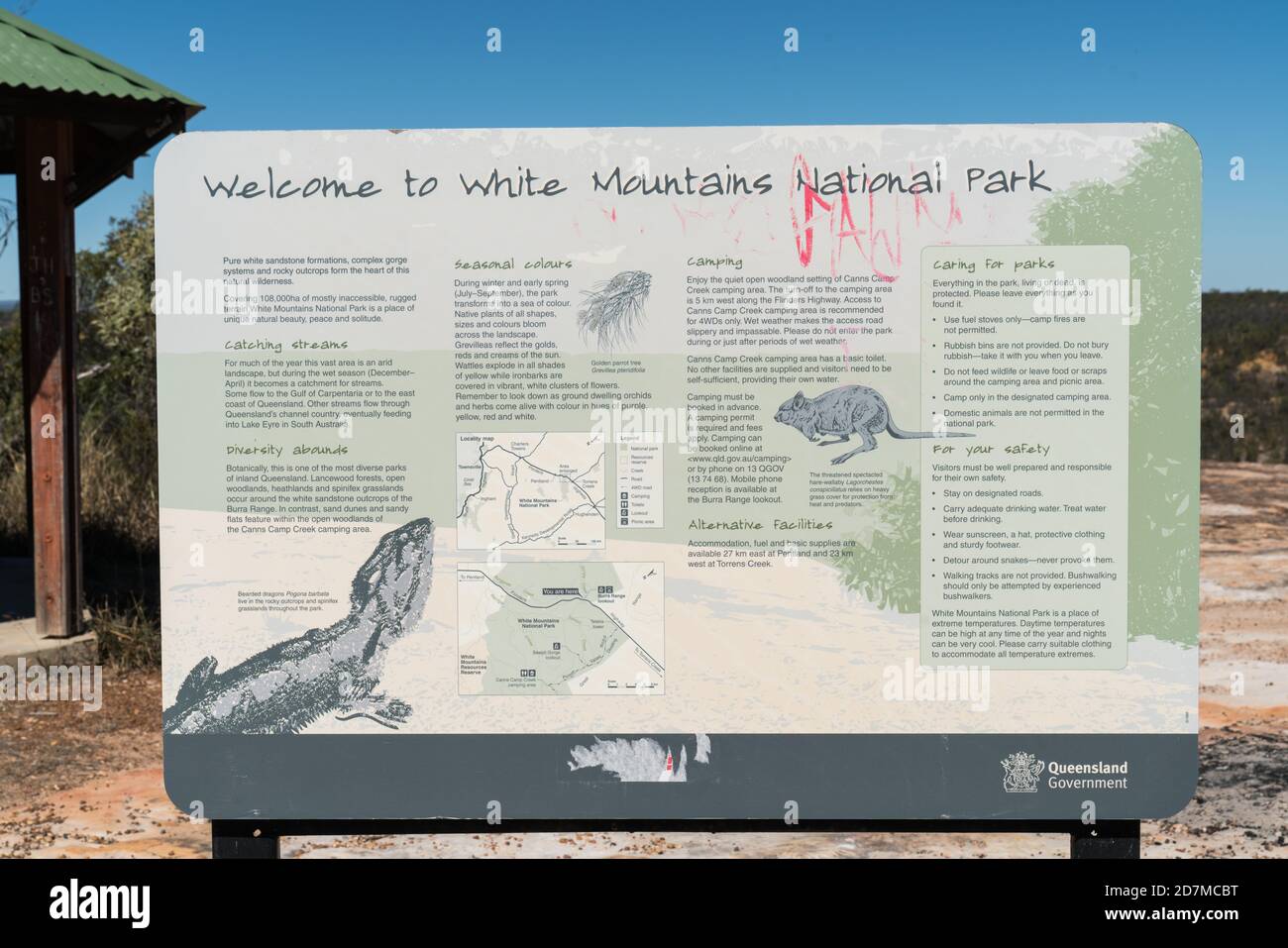 Information sign at rest stop at the top of the Burra Range in White ...