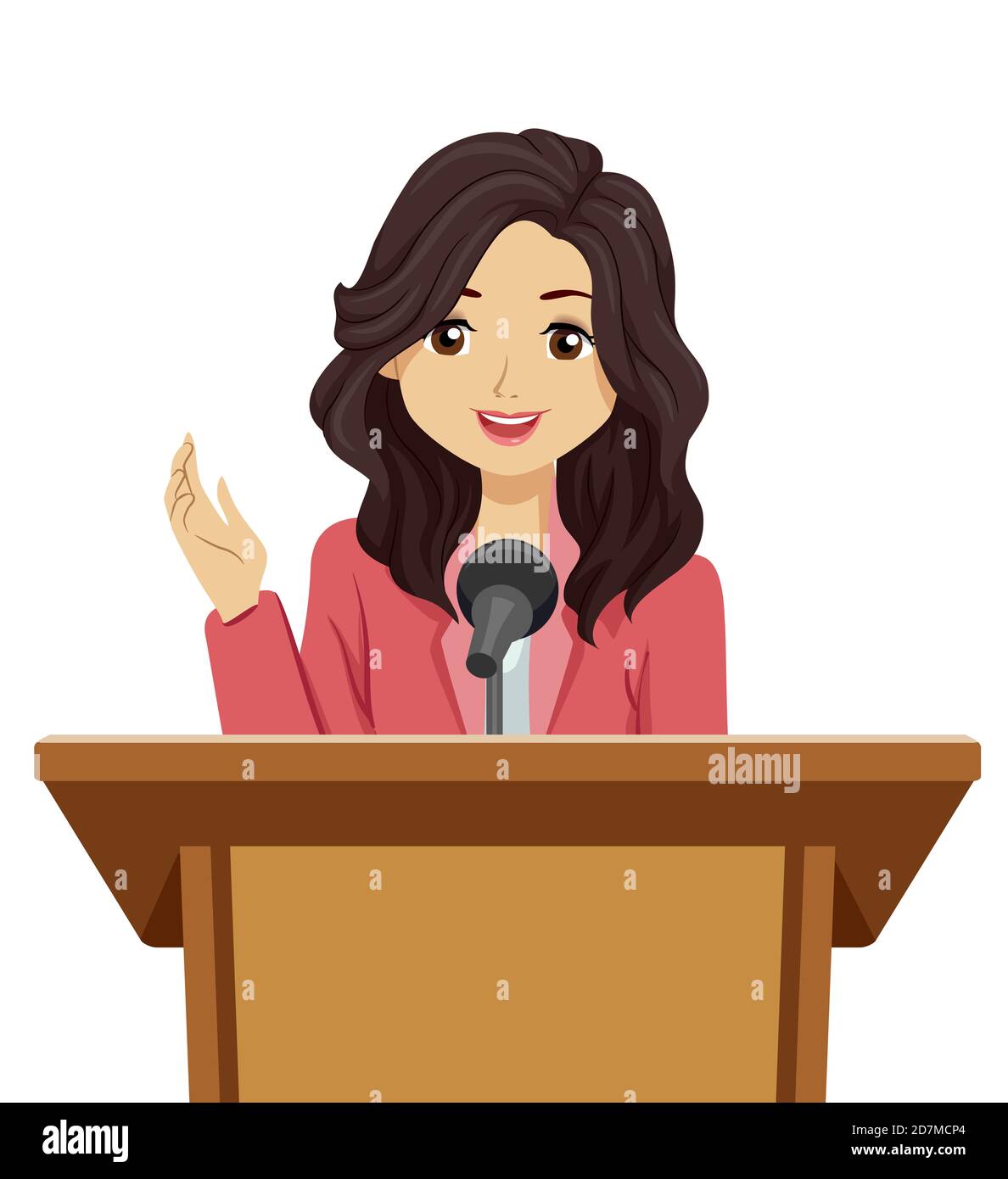 Illustration of a Teenage Girl Giving a Speech on a Lectern Stock Photo ...