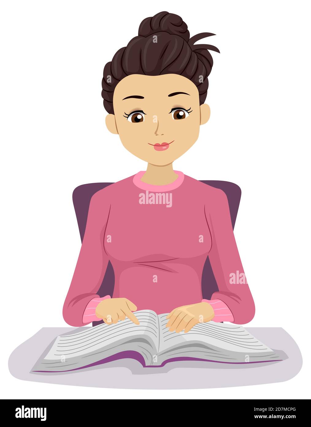 Illustration of a Teenage Girl Using Finger to Point on Speed Reading ...