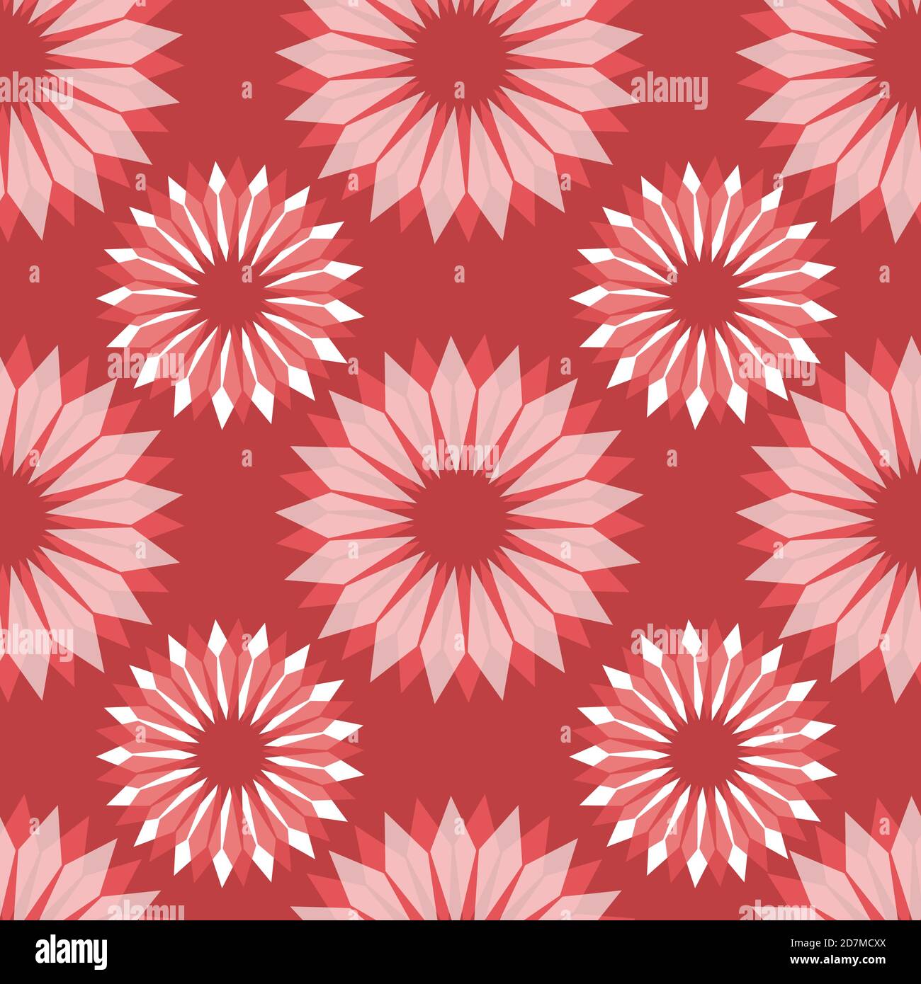 Radial abstract floral seamless vector pattern. Stylized flowers red ...