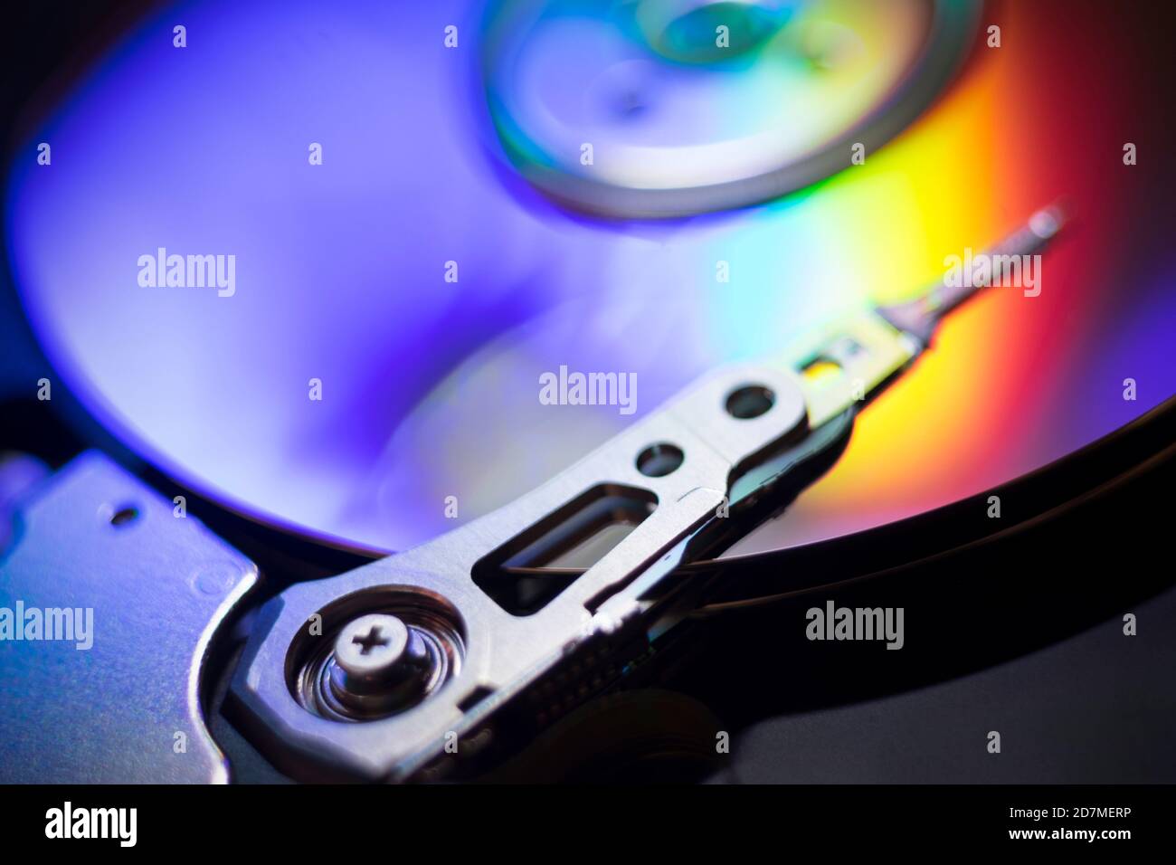 Hard Disc Drive view from the inside with reflections Stock Photo - Alamy