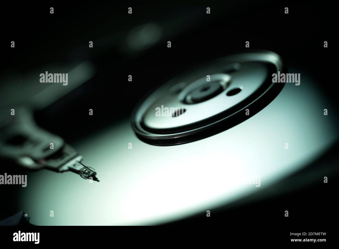 Hard Disc Drive view from the inside with reflections Stock Photo - Alamy