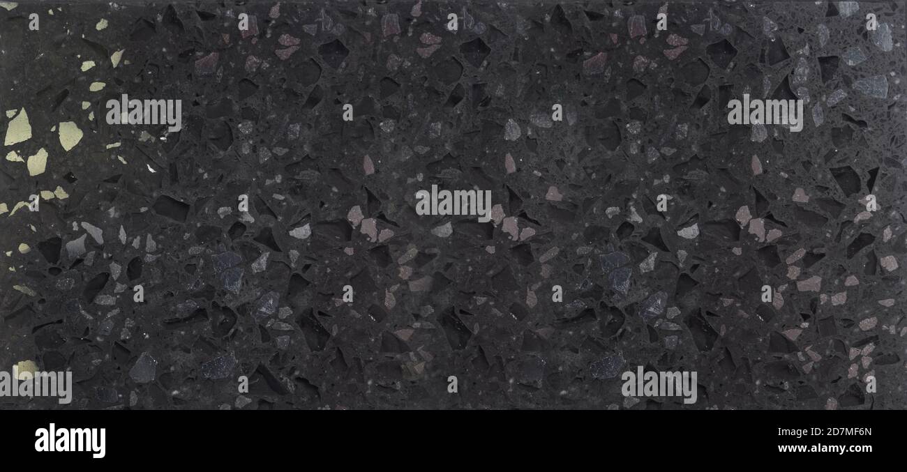 black Quartz surface white for bathroom or kitchen countertop. High ...