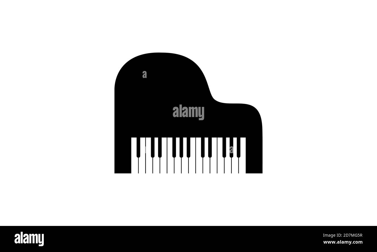 Blank black vector of a grand piano with cut out keys isolated against ...