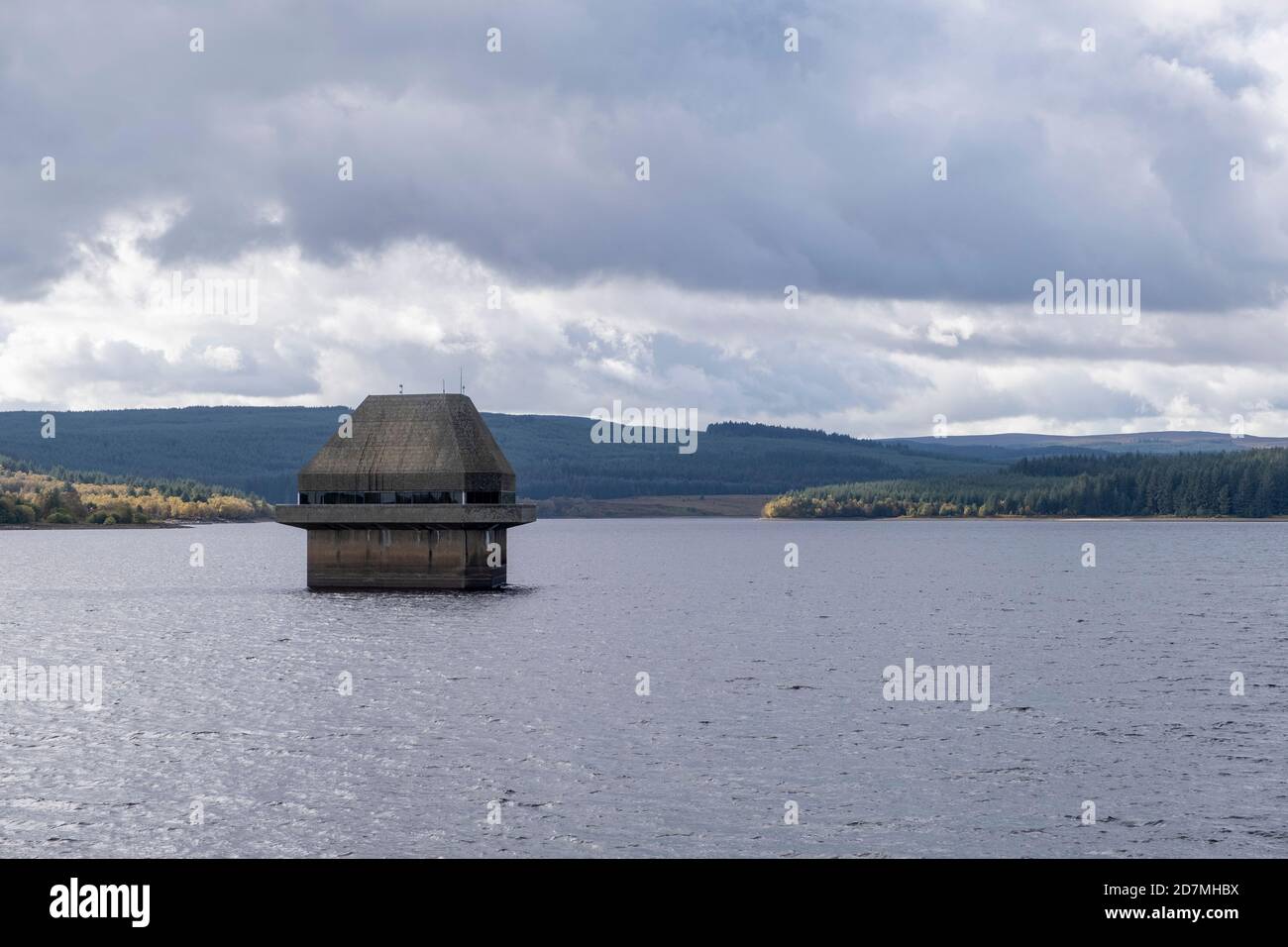 Dam and valve tower, Kielder Water, Northumberland, England, UK Stock ...