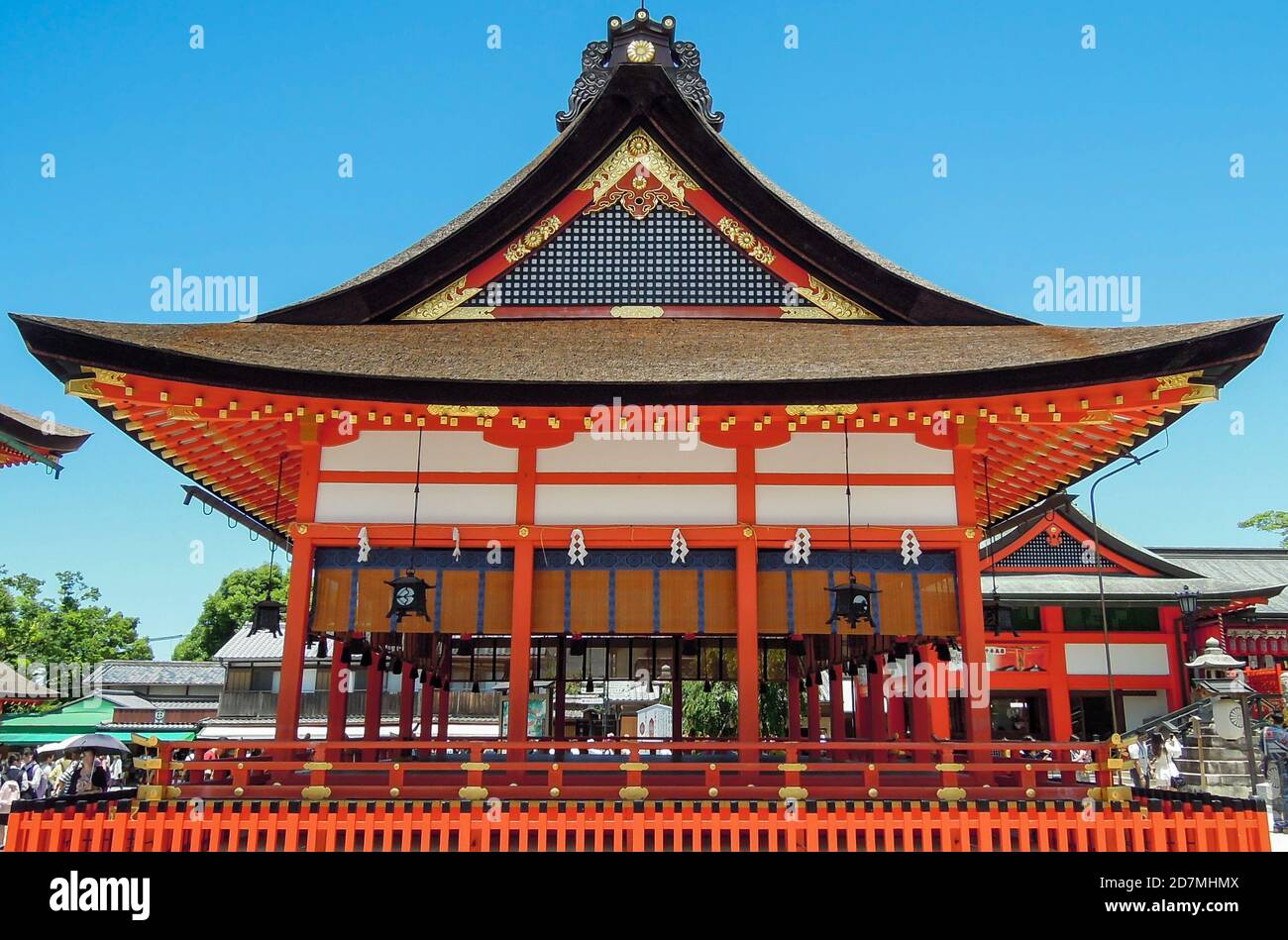 Kyoto shinto shrine temple in kyoto japan with blue sky wooden old ...