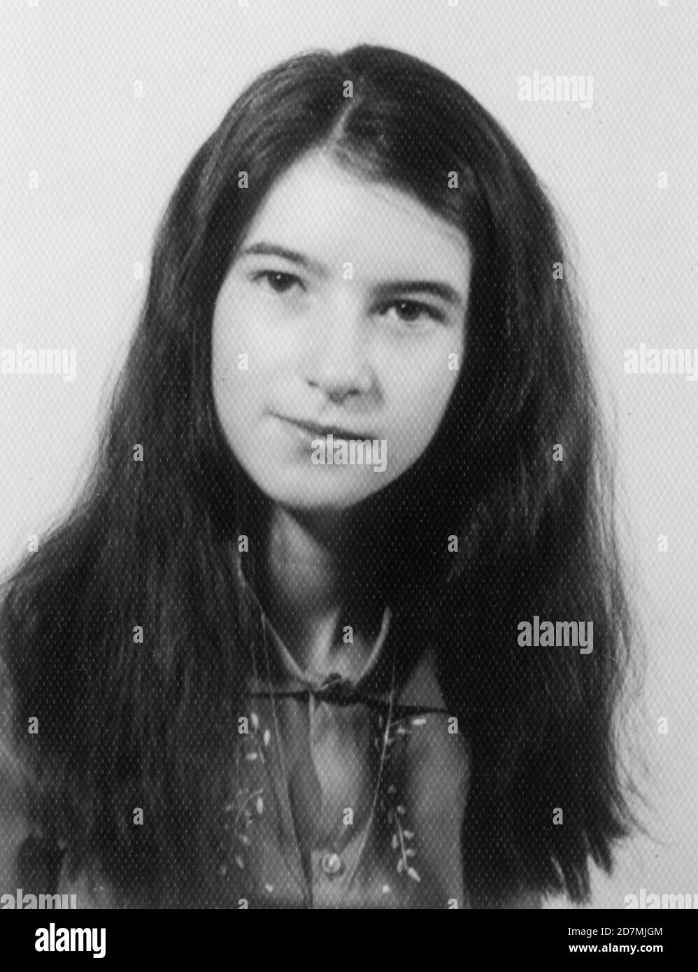 1970s studio portrait of a young woman in black and white Stock Photo ...