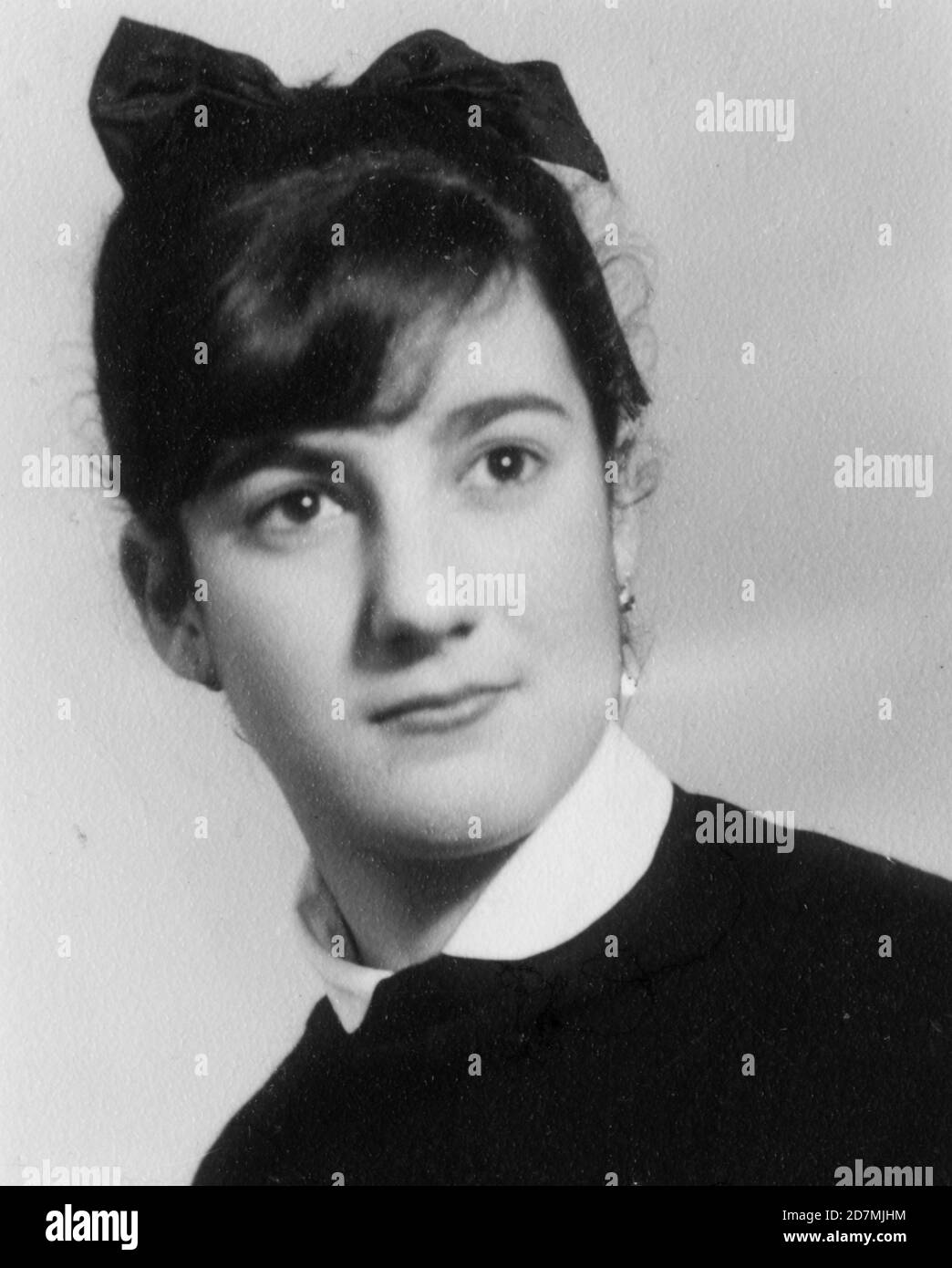 1970s studio portrait of a young woman in black and white Stock Photo ...