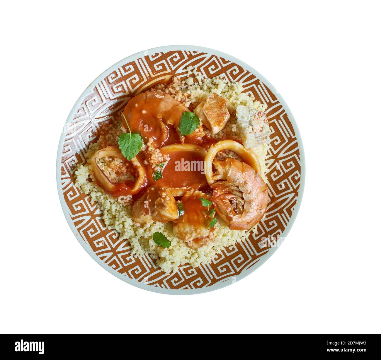 Seafood tagine - Moroccan stew, served over a zesty almond couscous ...