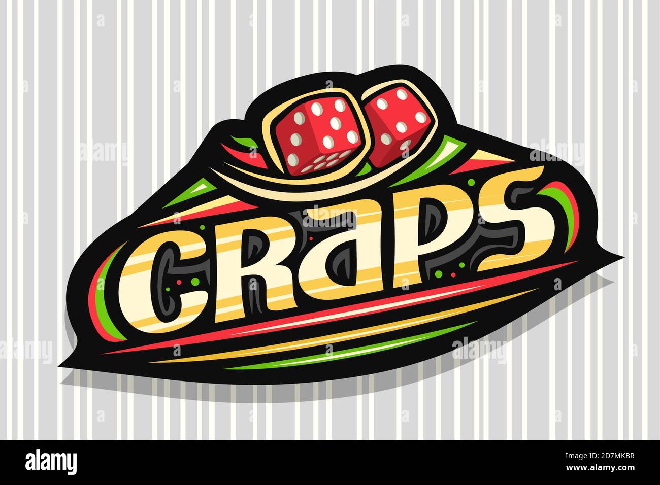 Vector logo for Craps Gamble, dark modern badge with illustration of 2 ...