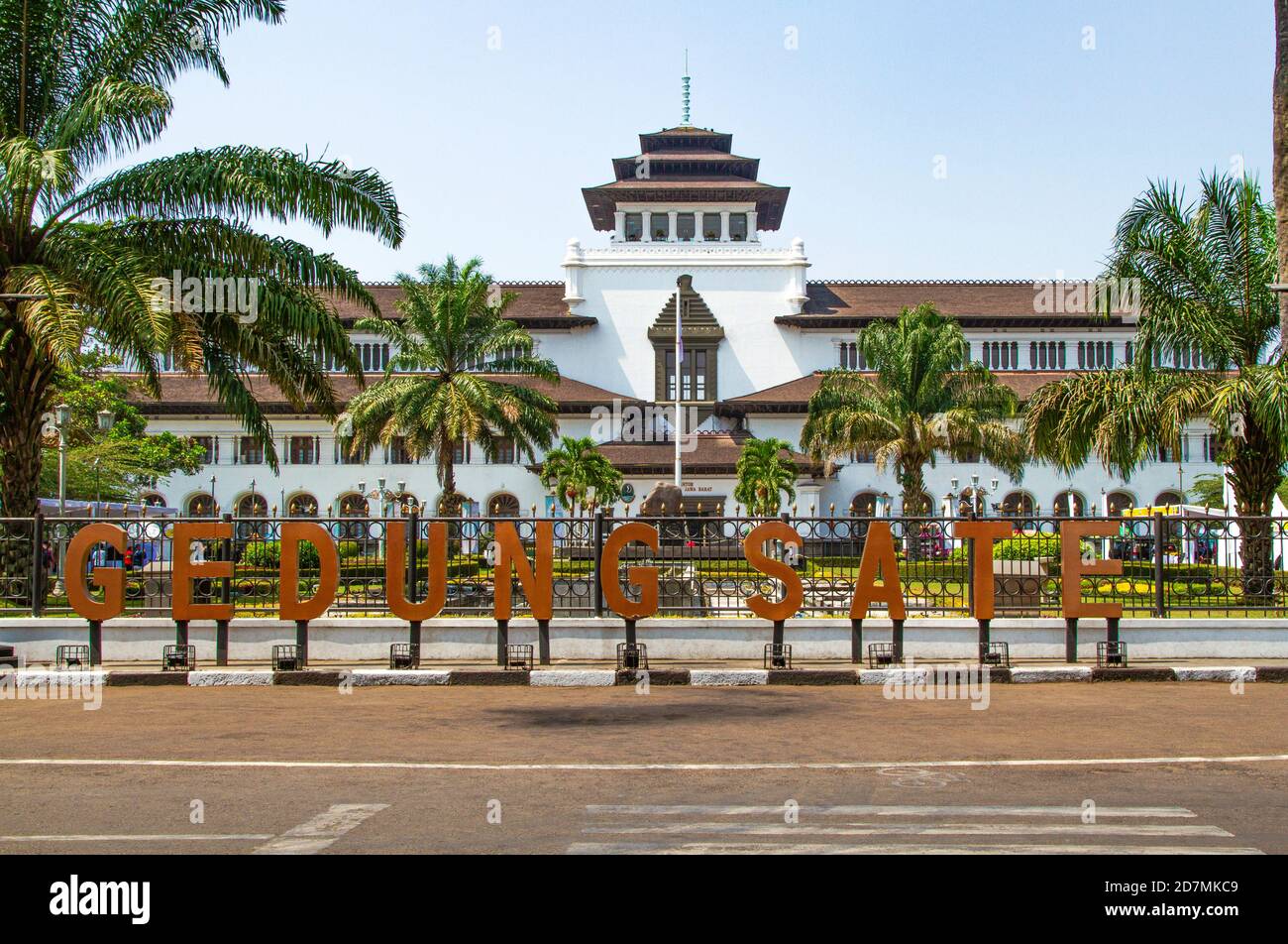 The view of Gedung Sate. Grand Dutch colonial administration building ...