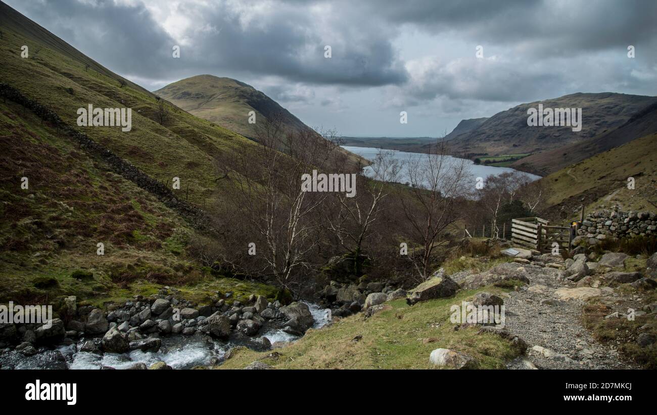 climbing up scafell pike in the lake district, england Stock Photo - Alamy