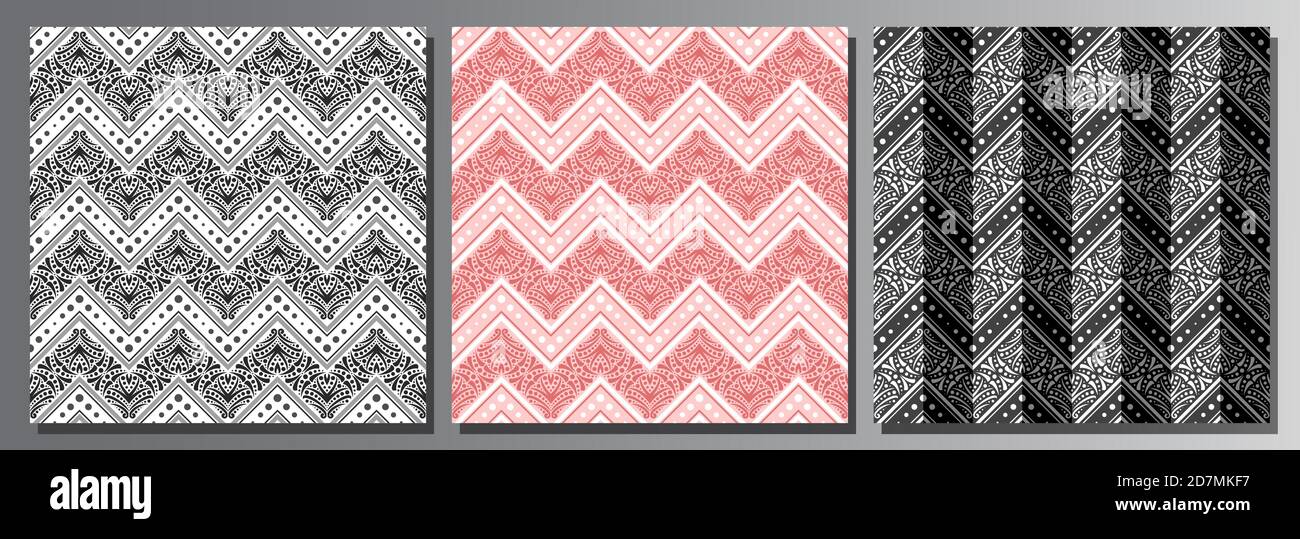 Vector set of Seamless Patterns, 3 square repeating backgrounds of dark ...