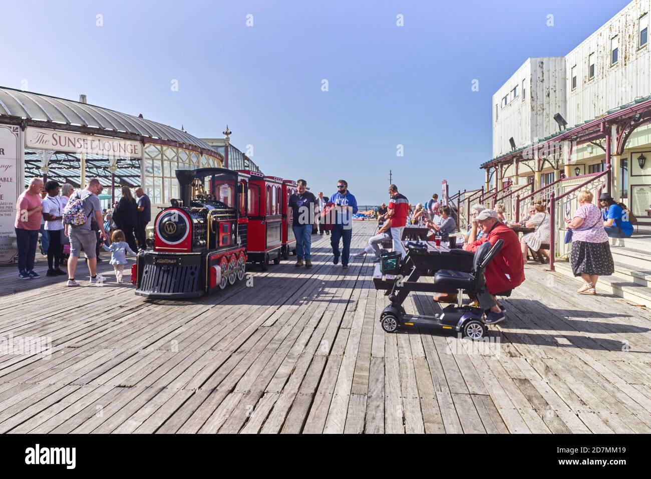 The pier train at the end of North Pier in Blackpool Stock Photo - Alamy