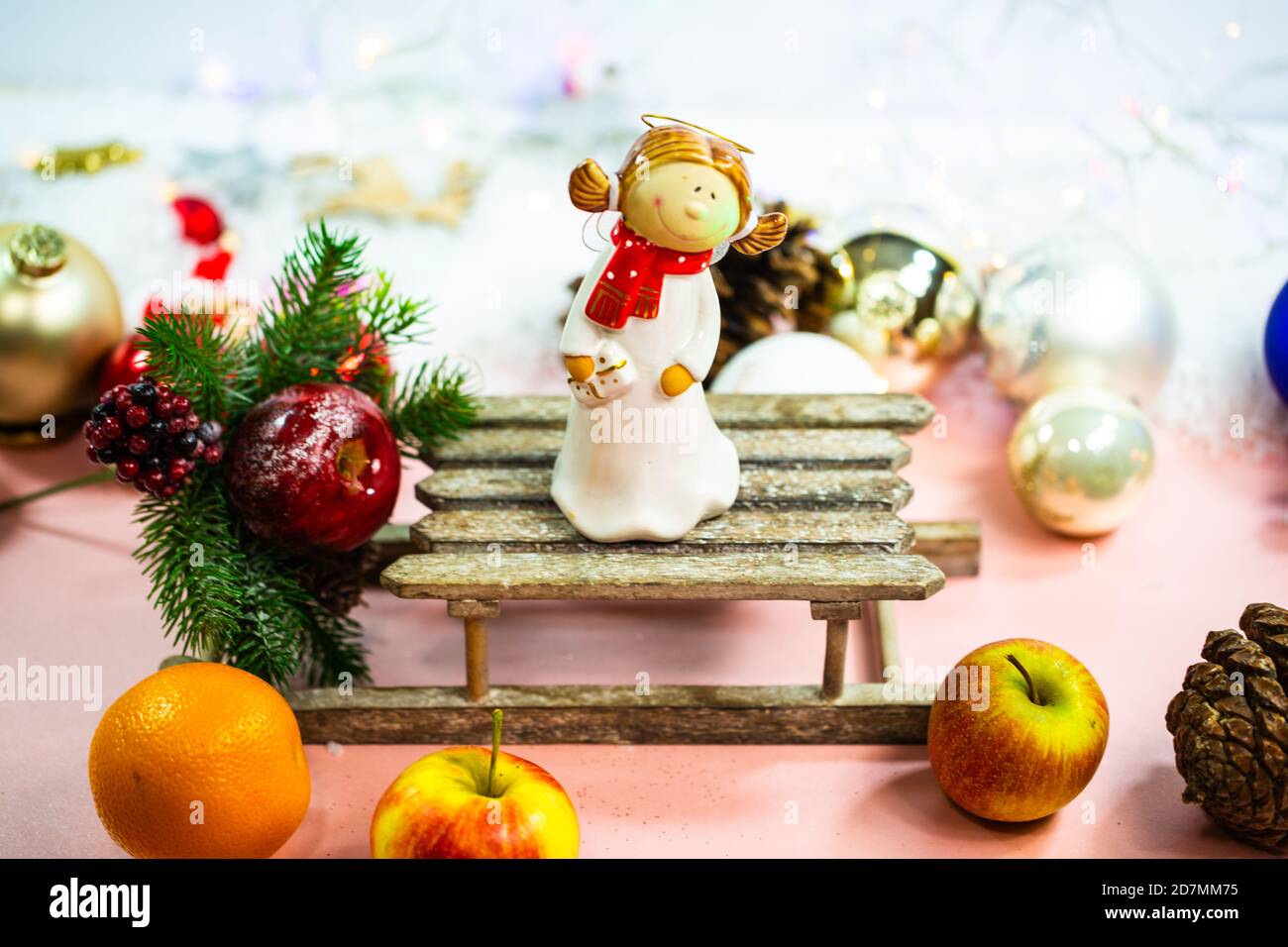 laughing angel on sledge Stock Photo - Alamy