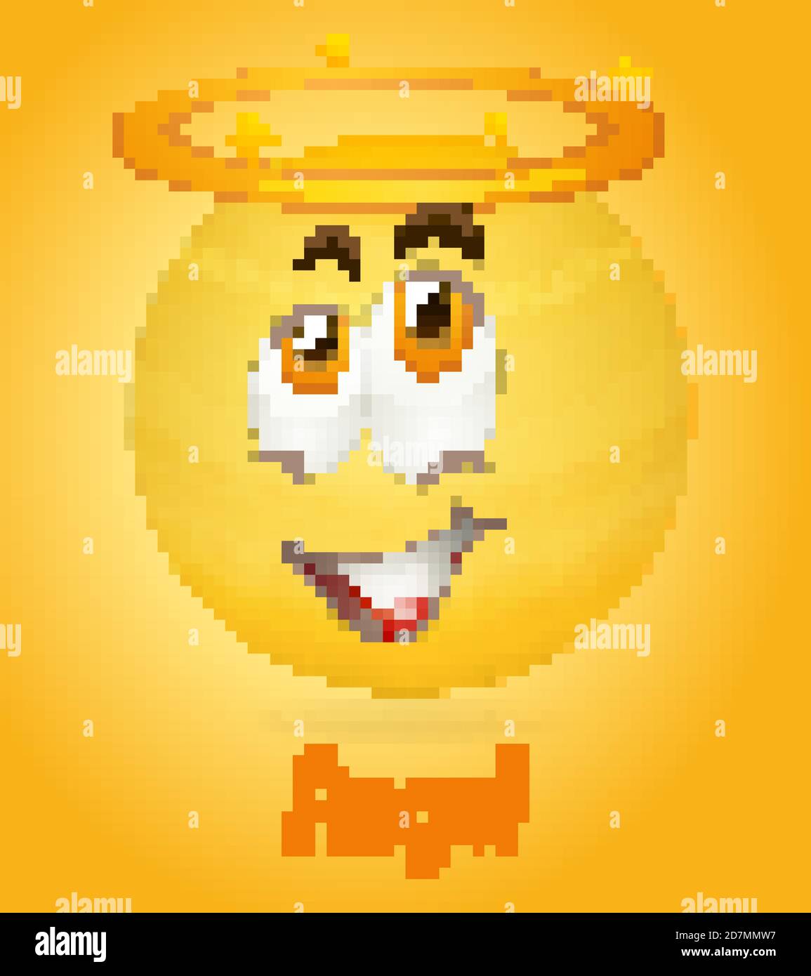 Angel face emoji with its description on yellow background illustration ...