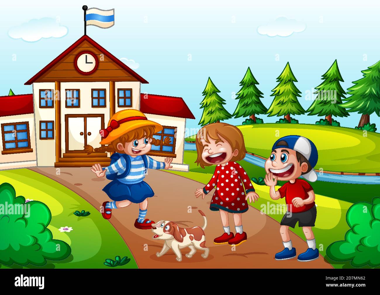 Children in the school scene illustration Stock Vector Image & Art - Alamy
