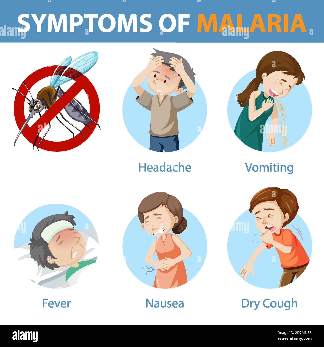 Symptoms of malaria cartoon style infographic illustration Stock Vector ...