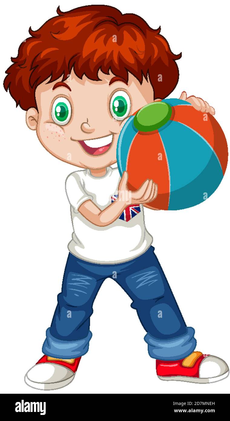 Cute boy holding color ball illustration Stock Vector Image & Art - Alamy