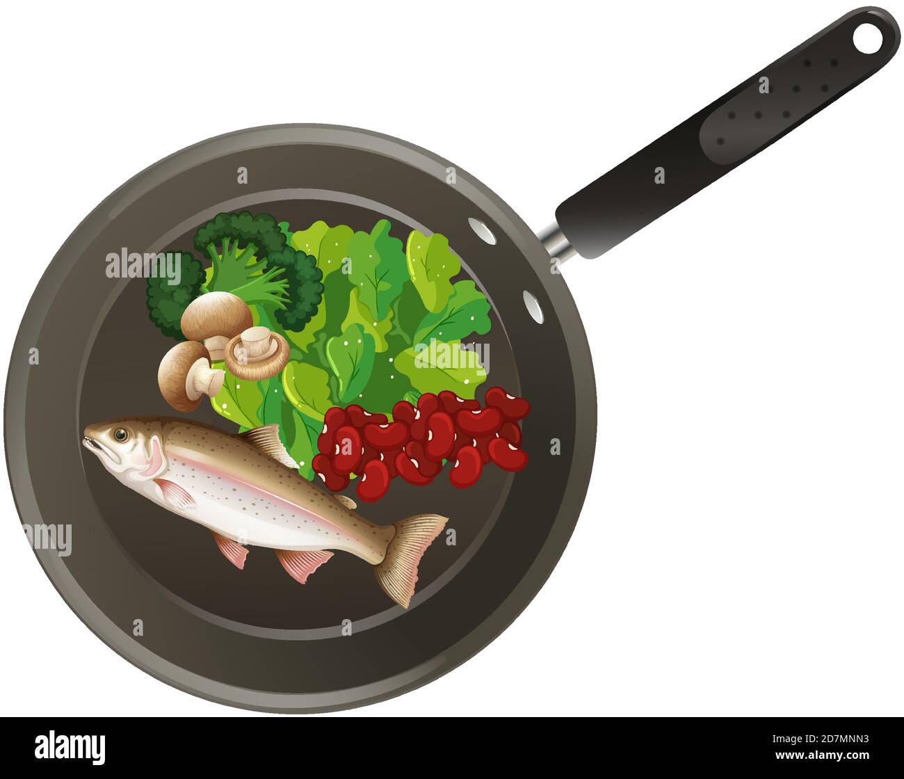 Aerial view of food on pan illustration Stock Vector Image & Art - Alamy