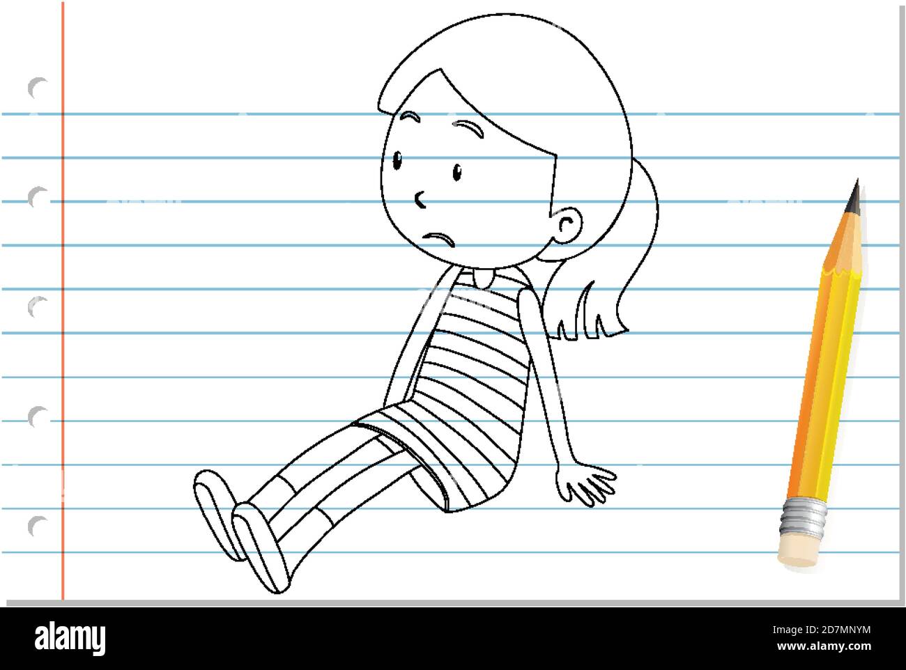 Hand writing of sad girl outline illustration Stock Vector Image & Art ...