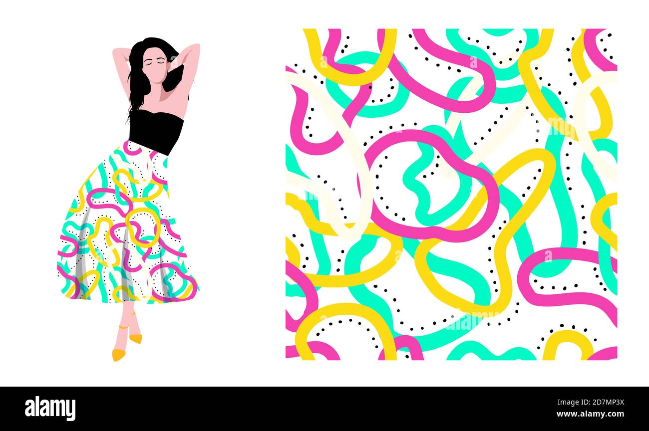 Print textile fabric design cool bright print seamless vector pattern ...