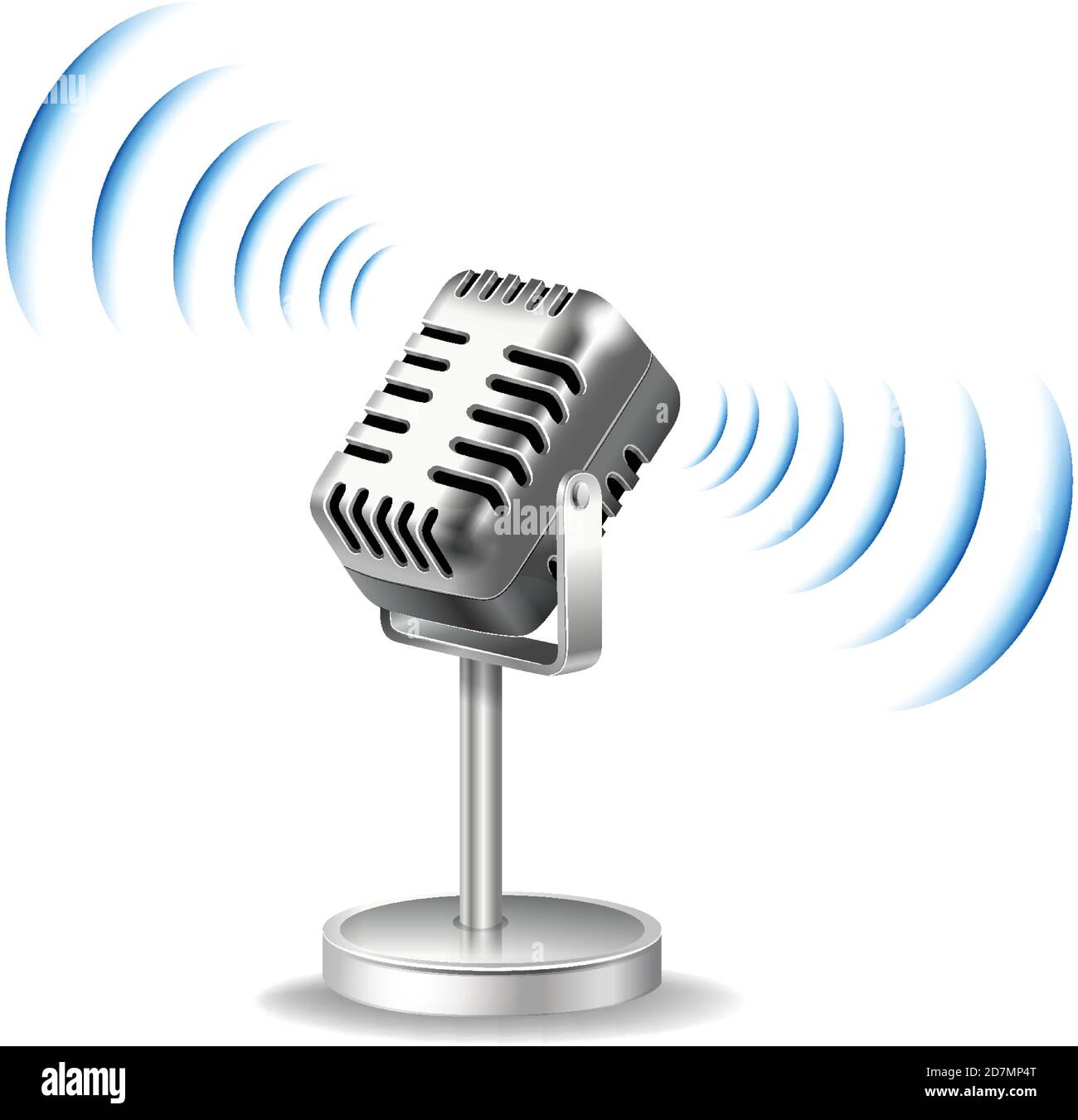 Vintage microphone with sound wave icon illustration Stock Vector Image ...