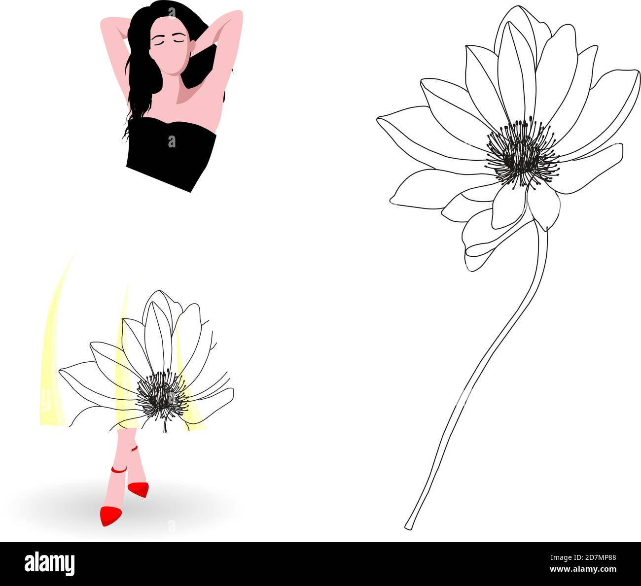 Flower ink on isolated background Stock Vector Images - Alamy