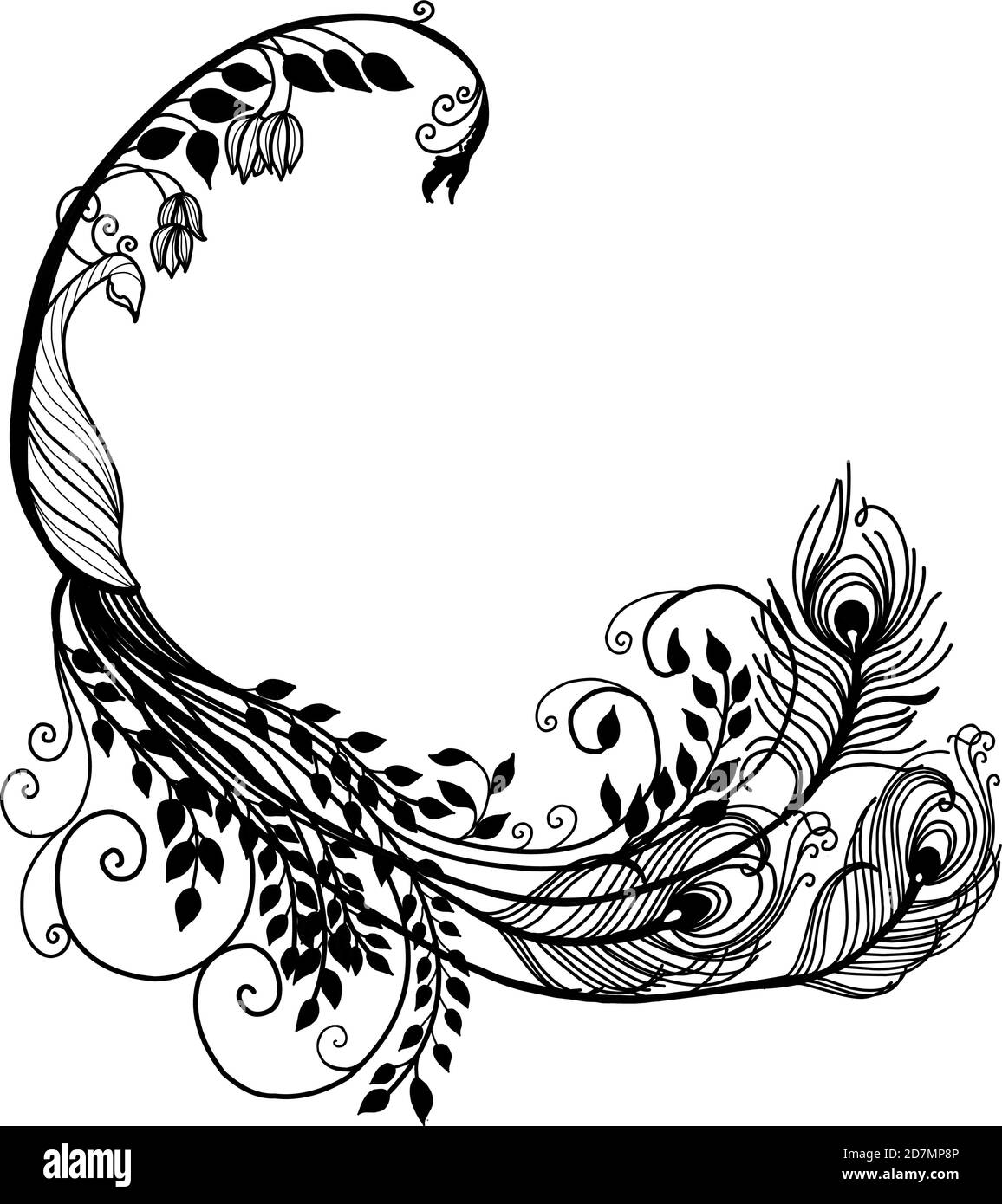 Peacock Feather Corner Design