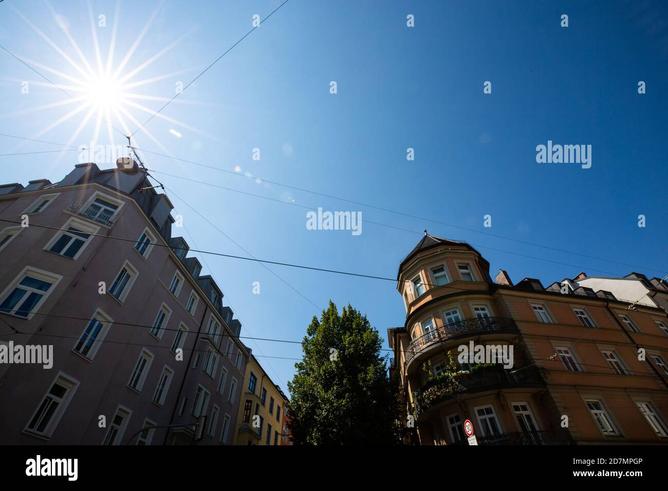 beautiful old buildings, historic houses in Munich, Lehel, restored ...
