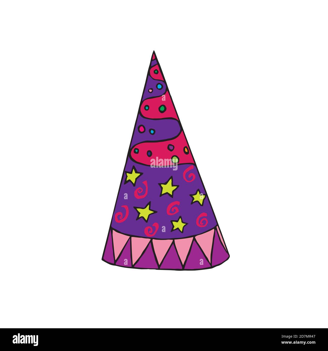 Party (celebration) hat with stars, hand drawn doodle sketch, isolated ...