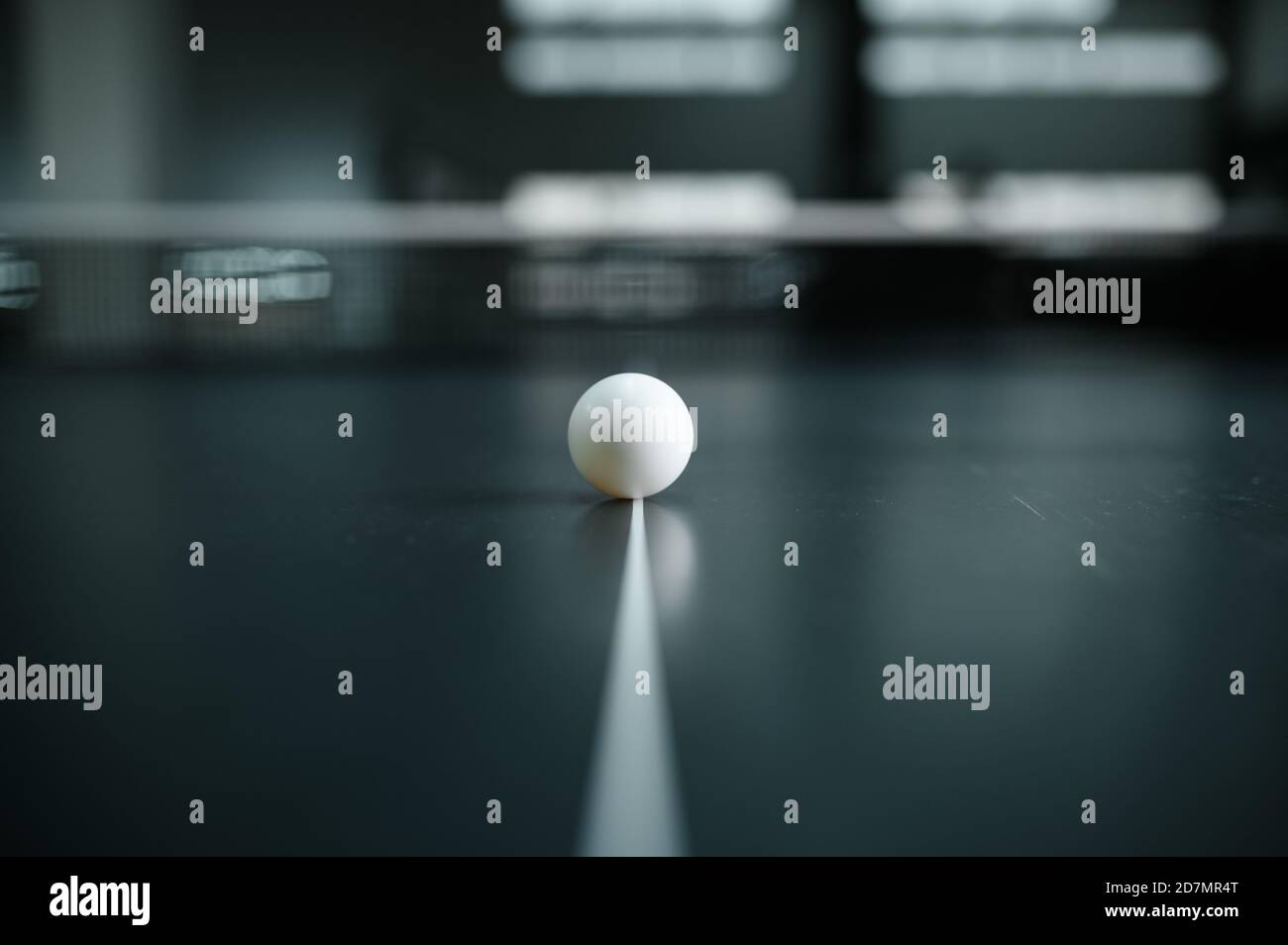 Ping pong ball on white line closeup, nobody Stock Photo - Alamy