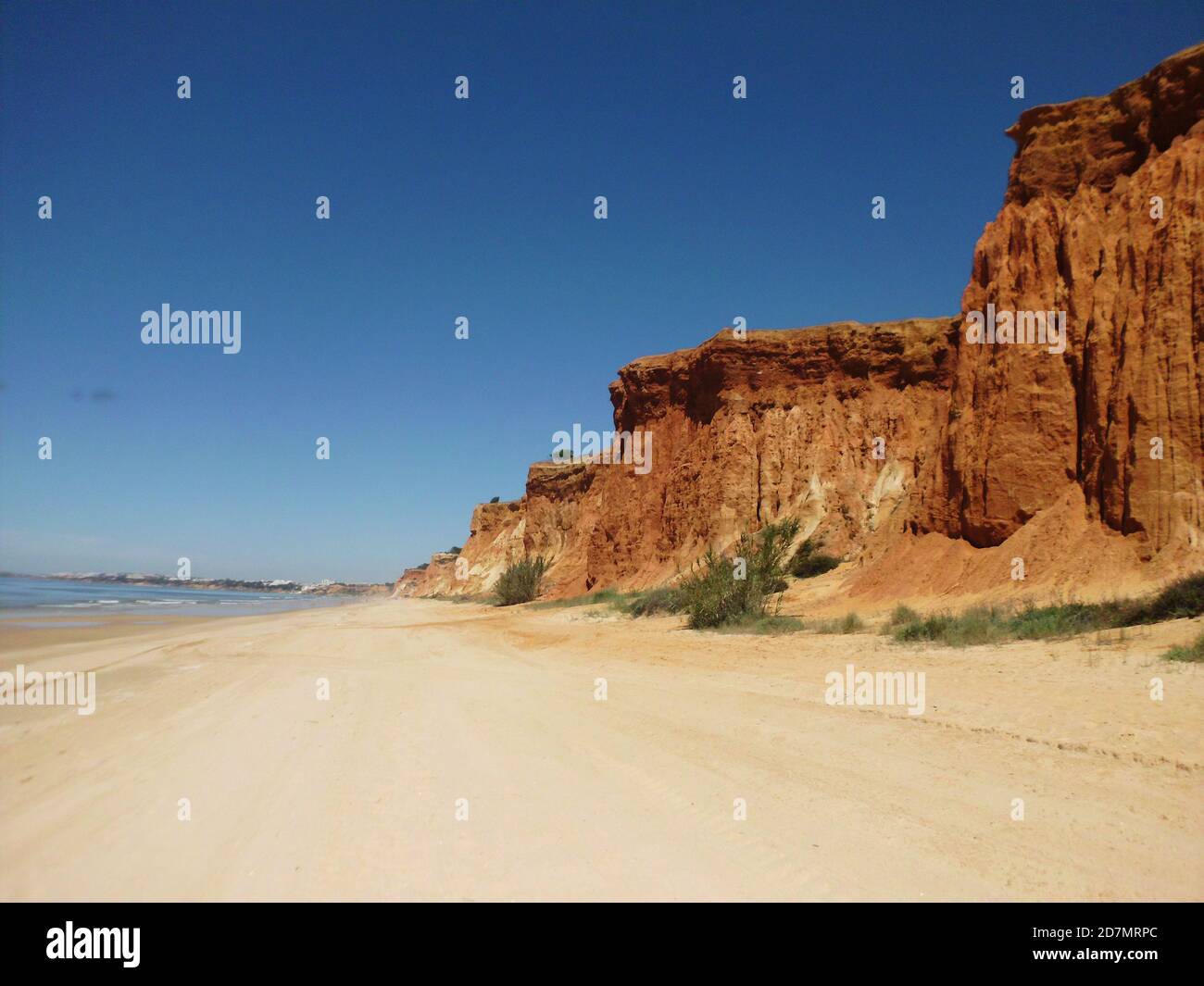 Idyllic Beach landscape cliff near Albufeira, Algarve (Portugal Stock ...