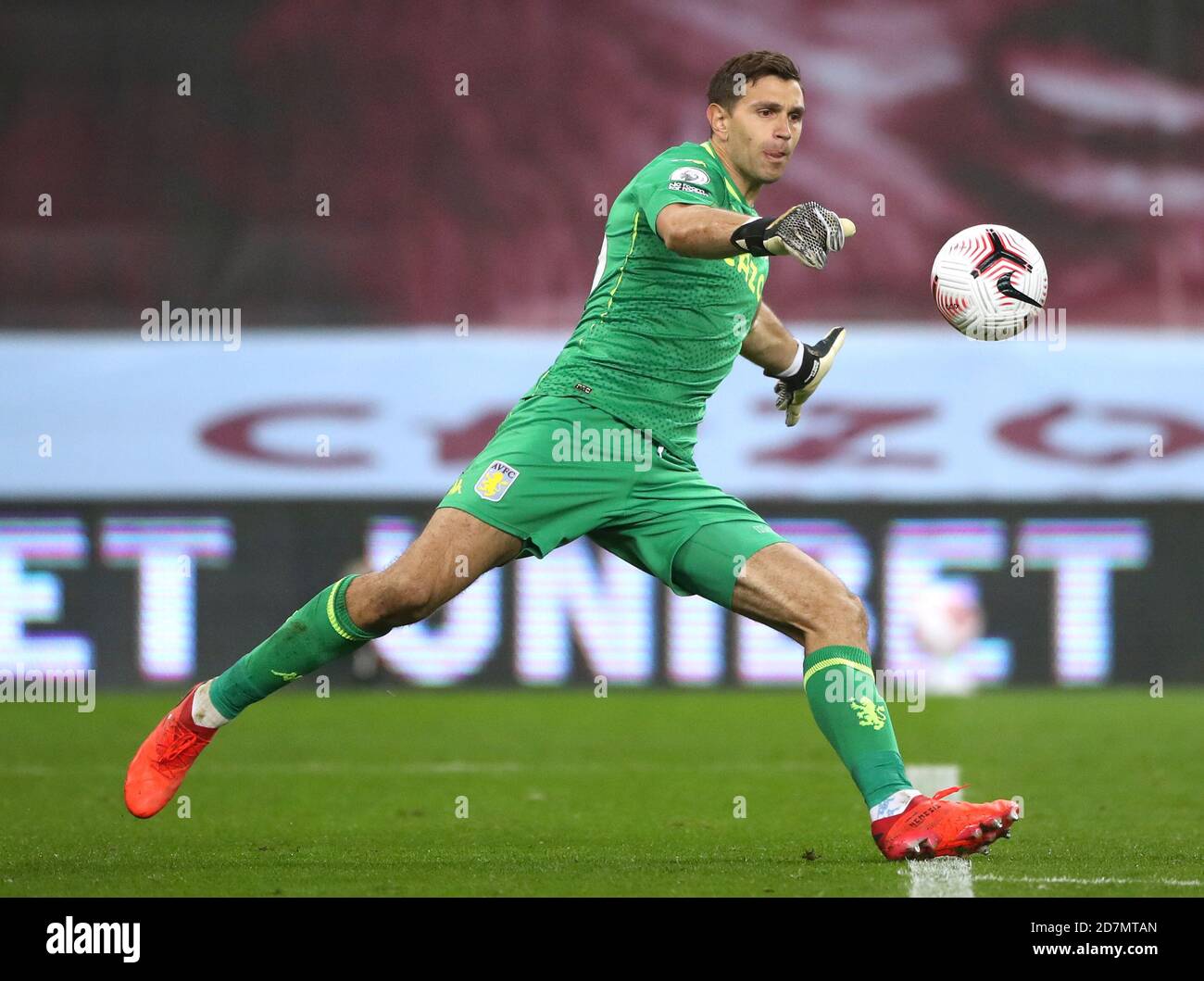 Aston Villa goalkeeper Emiliano Martinez during the Premier League ...