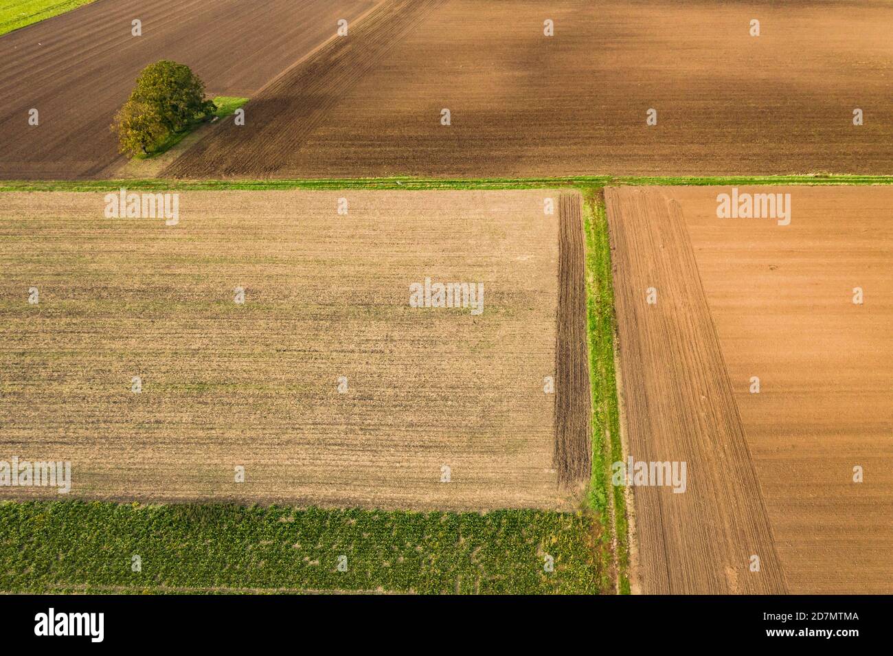 Agriculture with different small fields and arable land in Europe seen ...