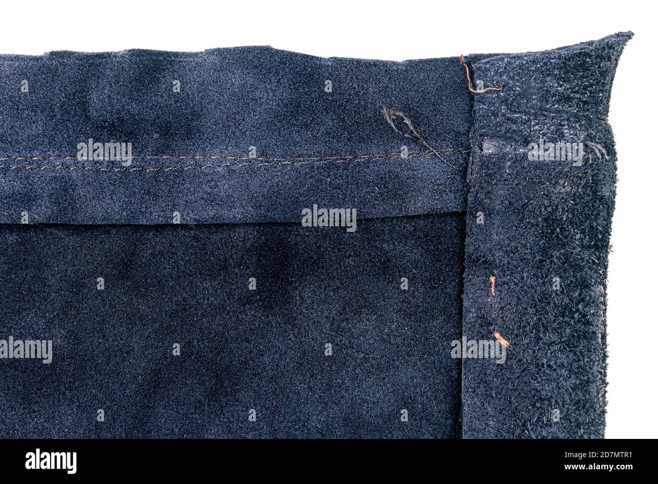 Piece of blue suede isolated on white background. Back side Stock Photo ...