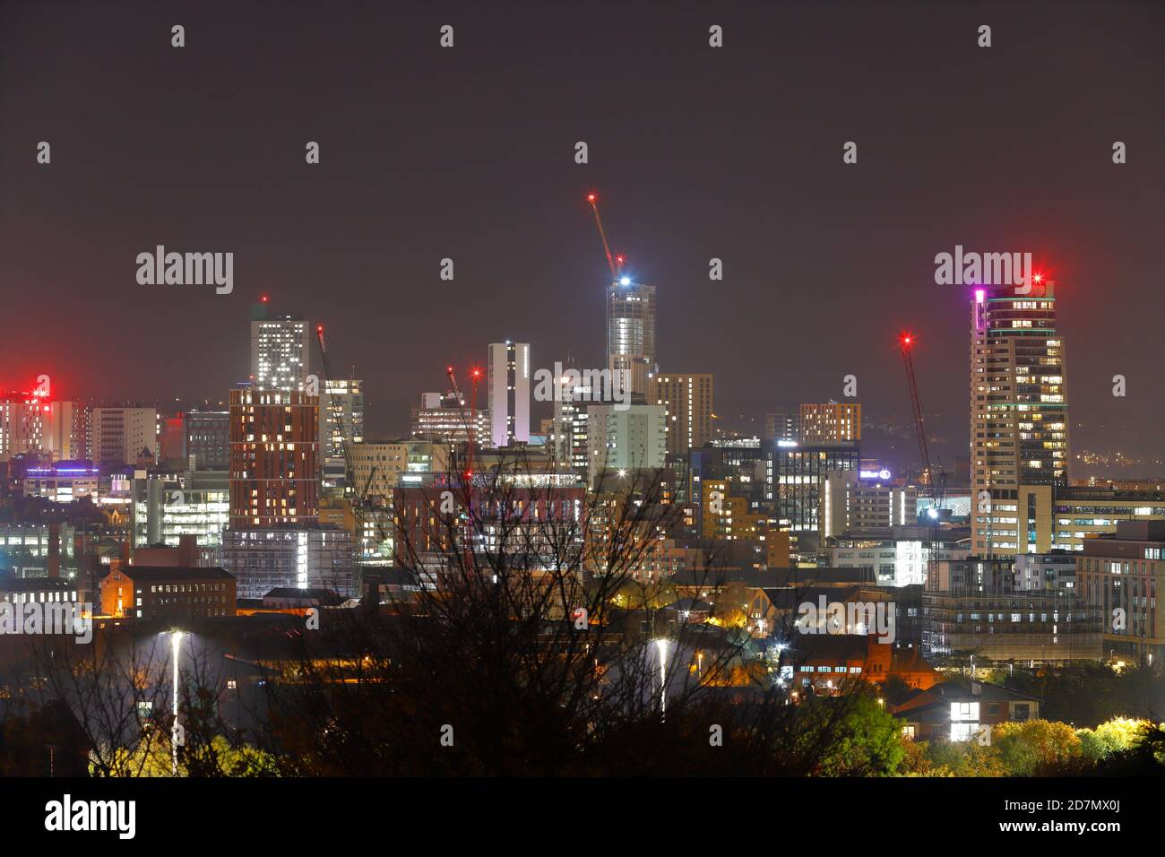Leeds city at night viewed from Beeston Hill Stock Photo - Alamy