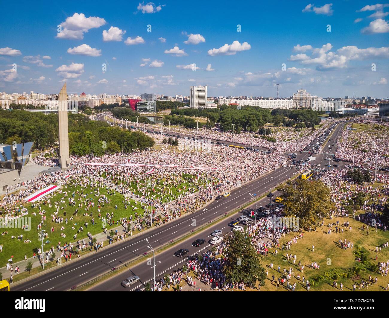 Aerial view of the biggest protests in Belarus history. Elections in ...