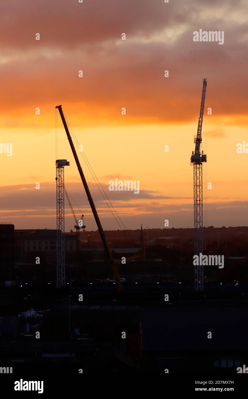 Installation of tower crane son Monk Bridge development in Leeds Stock ...