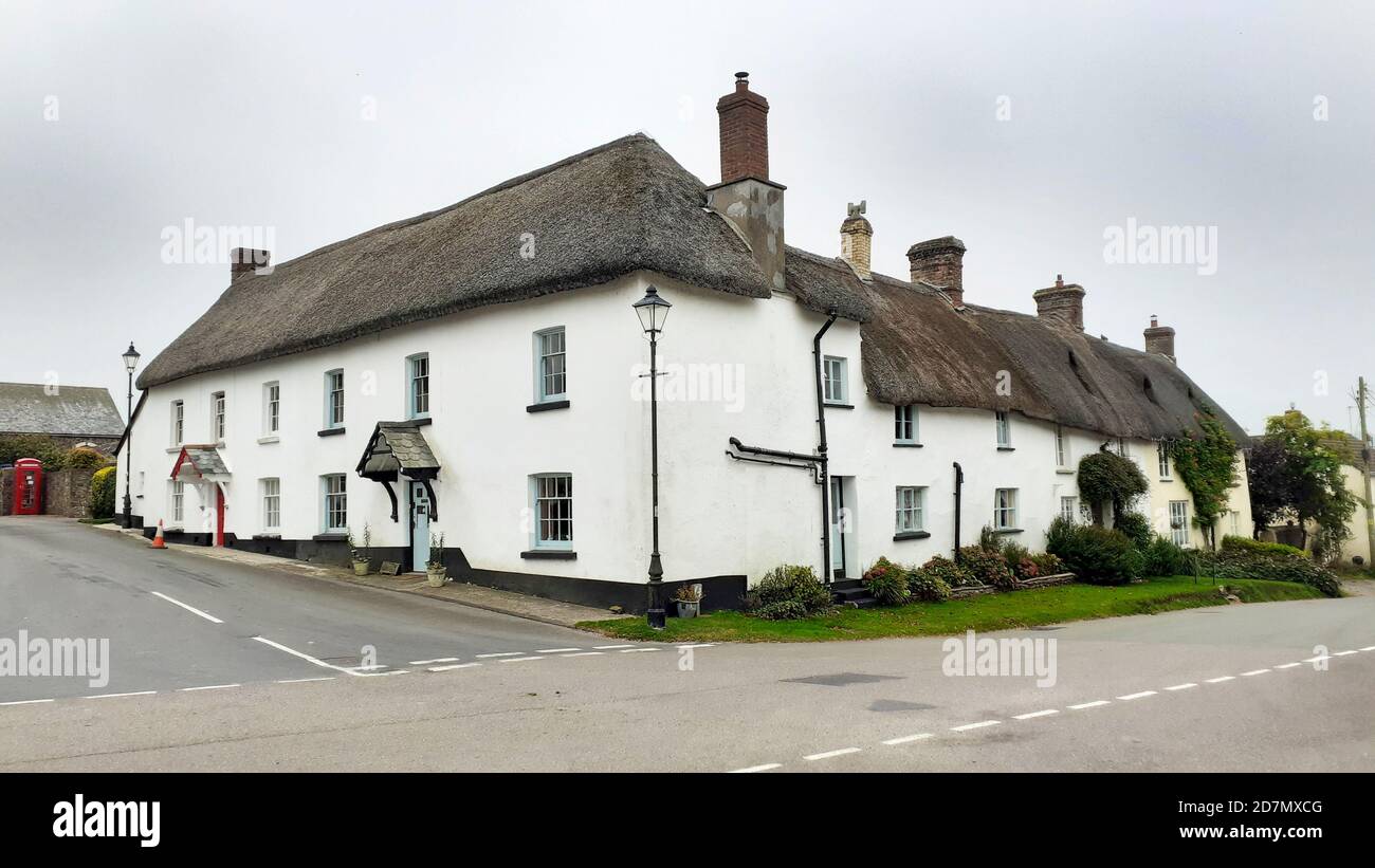 Traditional thatched cottages in Sheepwash, Devon, UK Stock Photo - Alamy