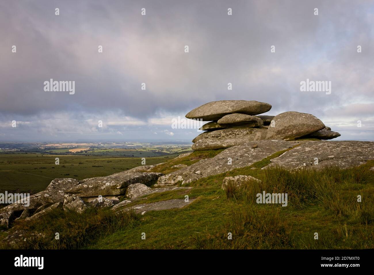 Granite rock formations on The Cheesewring, Bodmin Moor, near Minions ...