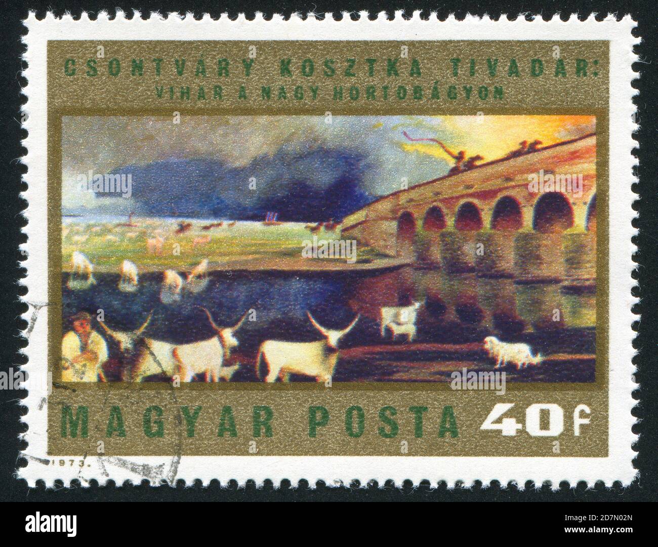 HUNGARY – CIRCA 1973: stamp printed by Hungary, shows storm over ... HUNGARY – CIRCA 1973: stamp printed by Hungary, shows storm over ...