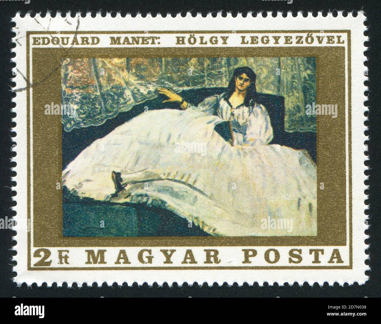 HUNGARY – CIRCA 1969: stamp printed by Hungary, shows Lady with Fan, by ...