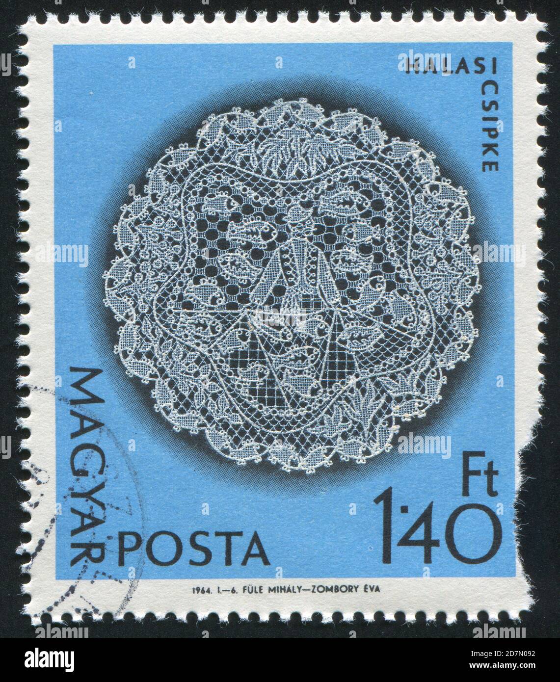 HUNGARY - CIRCA 1964: stamp printed by Hungary, shows Halas lace ...