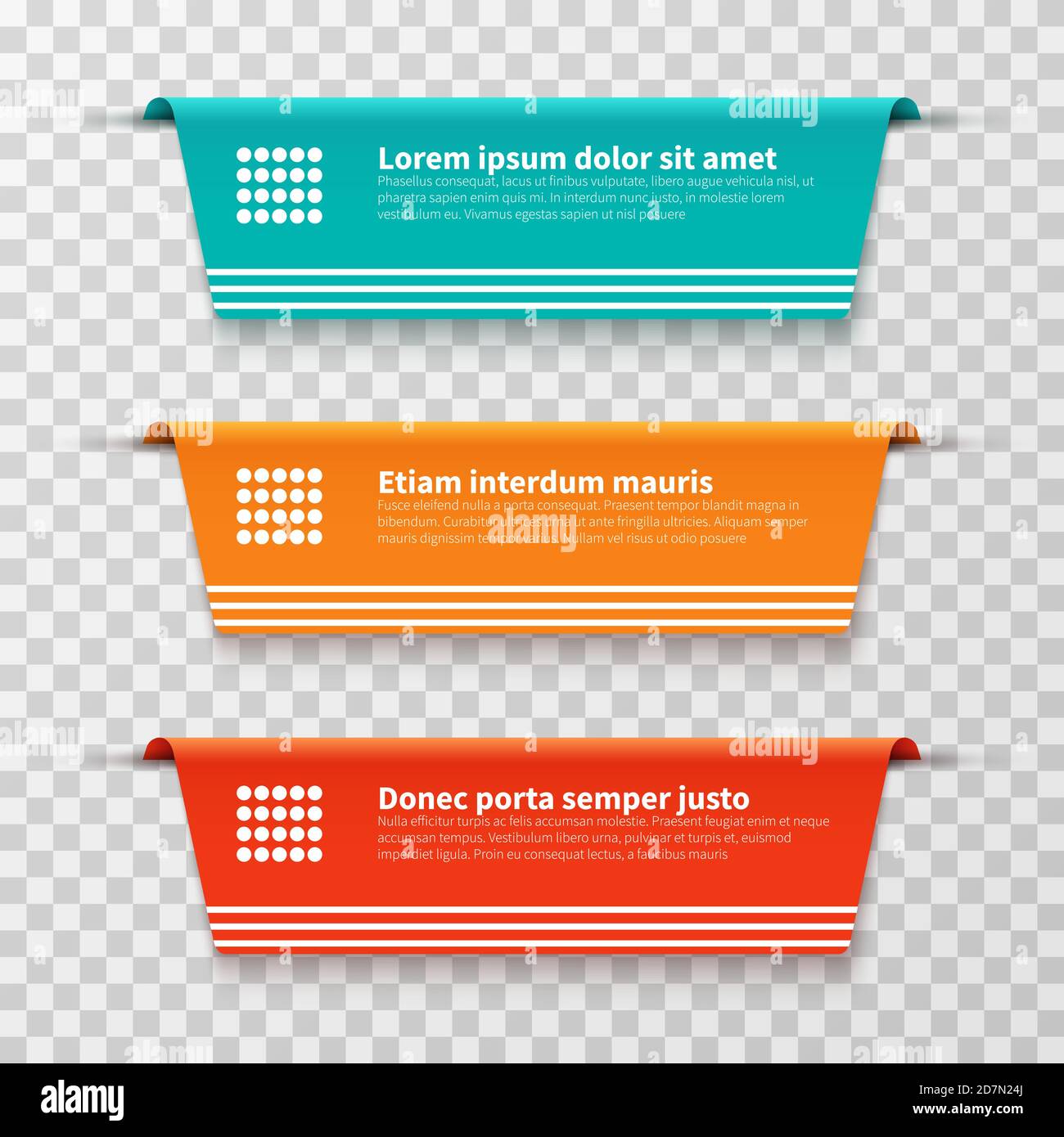 Infographic banners, vector color labels isolated on transparent ...