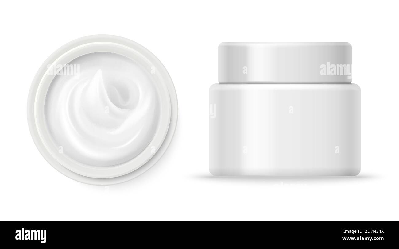 Cosmetic cream containers vector. Cream container top and front view ...