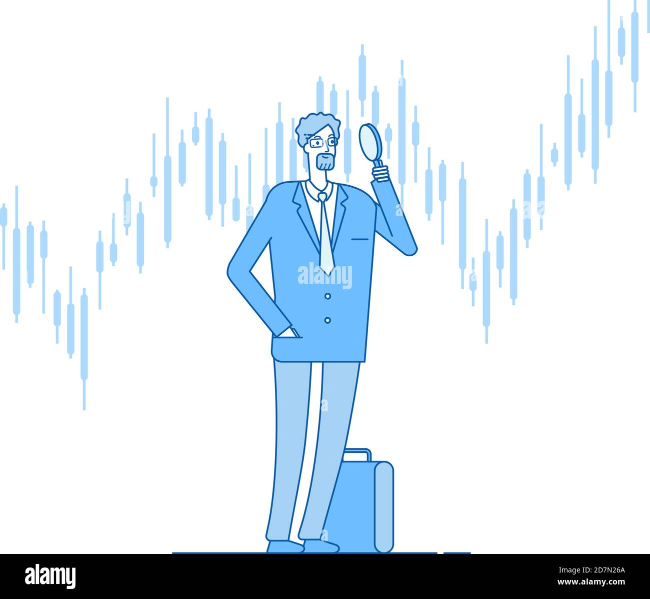 Investor with magnifier. Investments business challenge opportunity ...