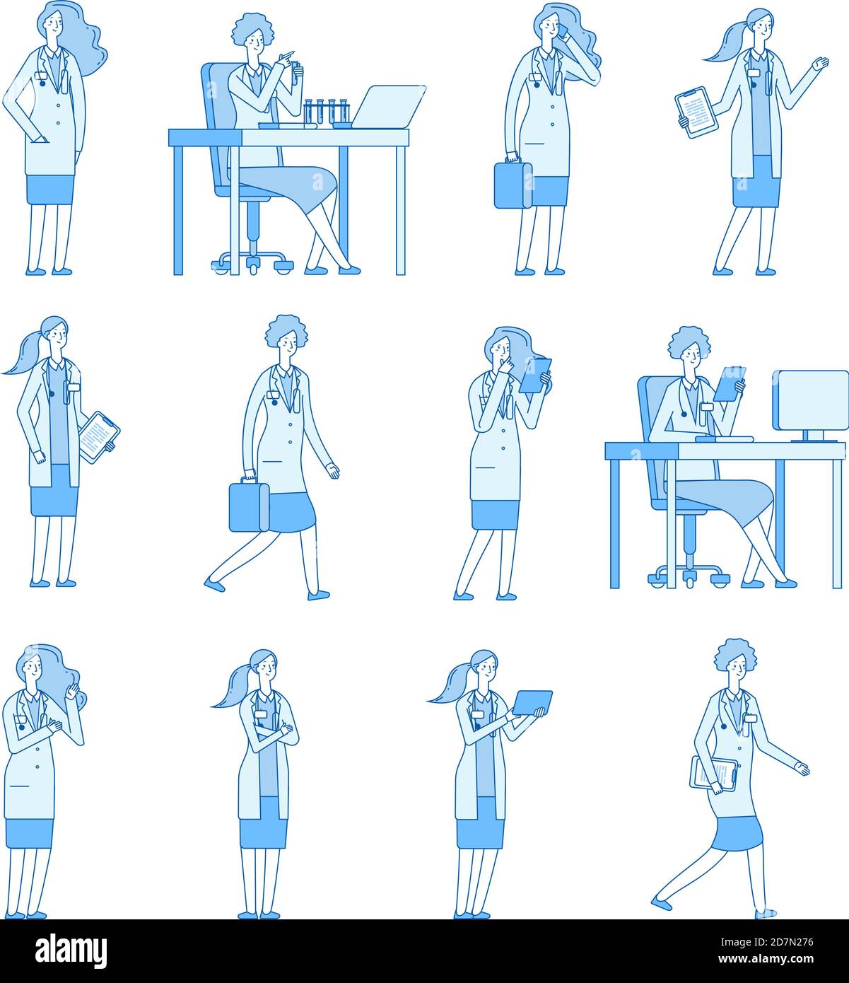 Doctor woman characters. Medical specialist young female doctors ...